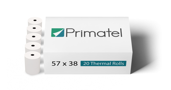 Thermal credit card machine rolls 57 x 38mm (box of 20) quality BPA free